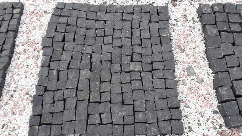 Black basalt setts in natural cropped finish | StoneYard